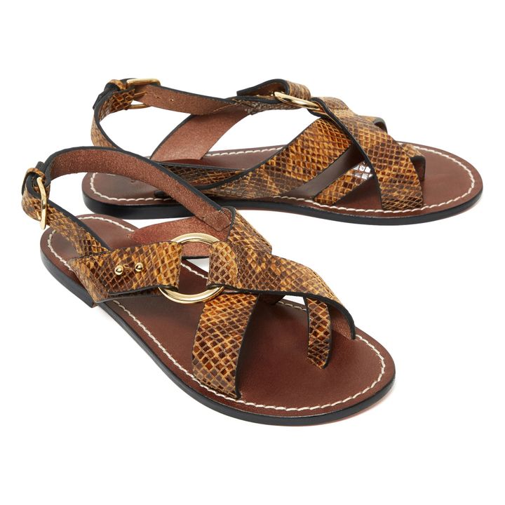 Sandales Cuir Façon Python Florence Marron Soeur Chaussure